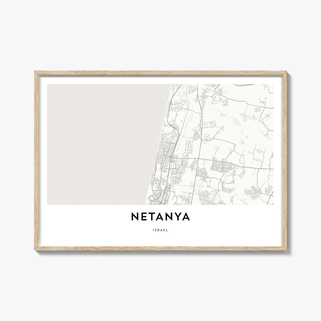 Netanya Map Landscape Print, Israel City Poster, Custom Street Art ...