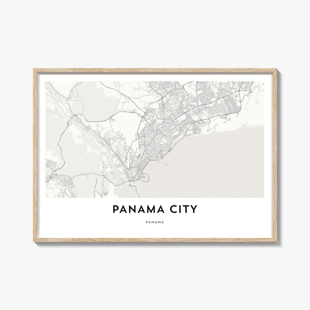 Panama City Map Landscape Print, Art Deco Poster, Panama Wall Art ...