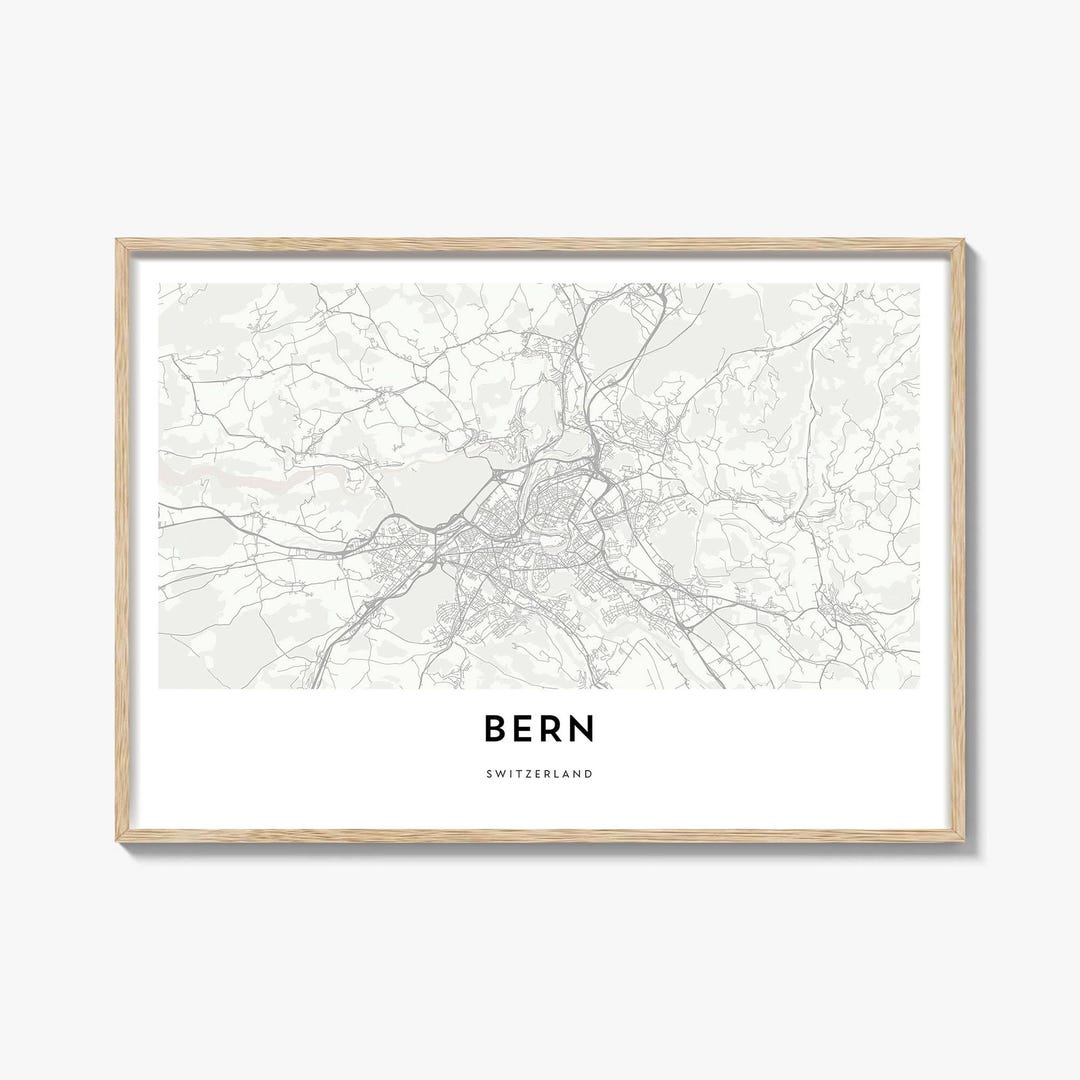 Bern Map Landscape Print, Switzerland Poster, Swiss Wall Art, Berne ...