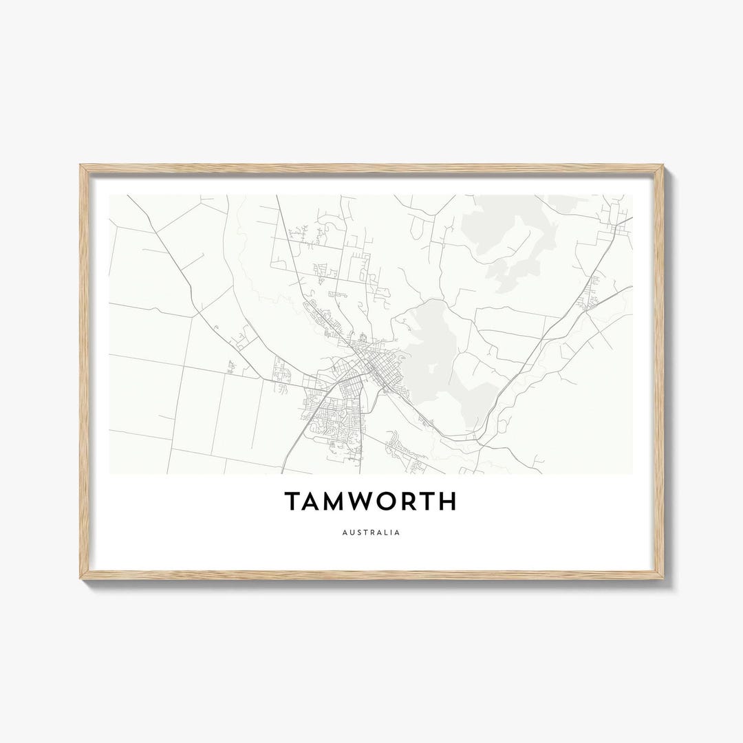 Tamworth Map Landscape Print, Australia Poster, New South Wales Wall ...