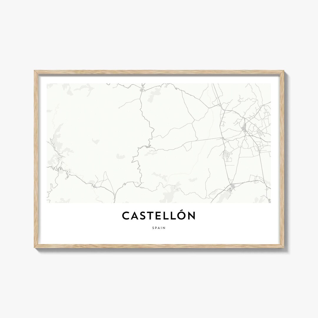 Castellón Map Landscape Print, Spain City Poster, Custom Street Art ...