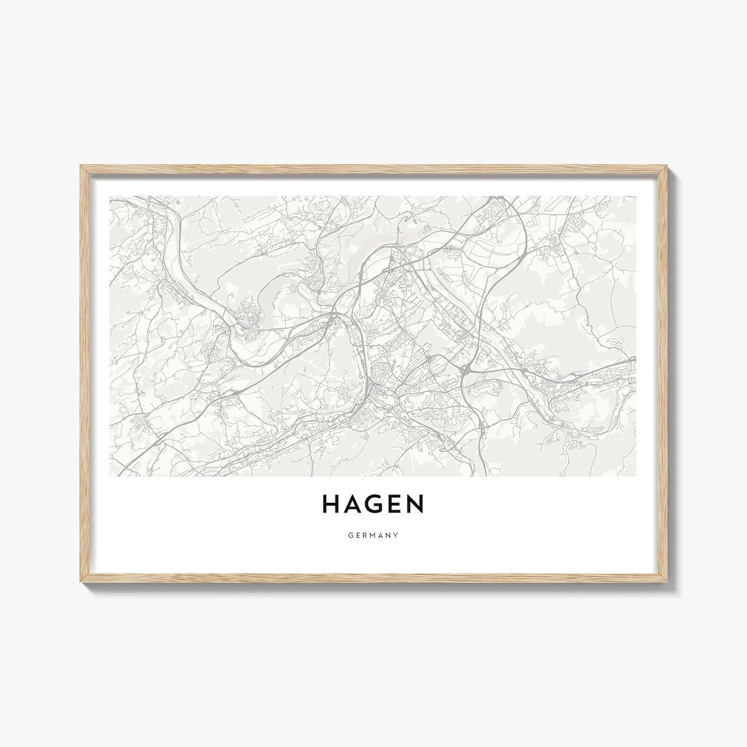 Hagen Map Landscape Print, Germany Poster, North Rhine-westphalia Wall ...