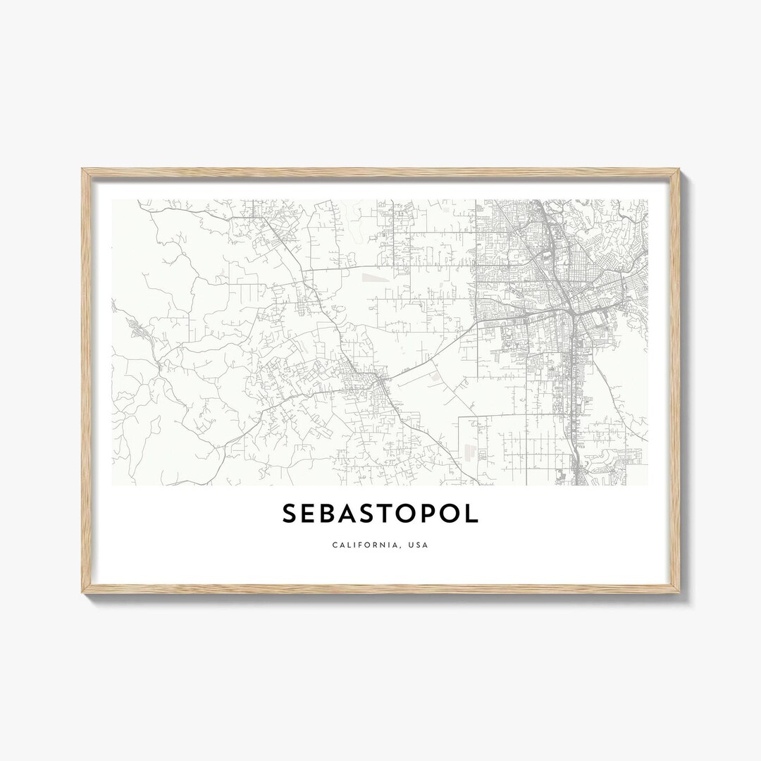 Sebastopol Map Landscape Print, California Wall Art, Sonoma County ...