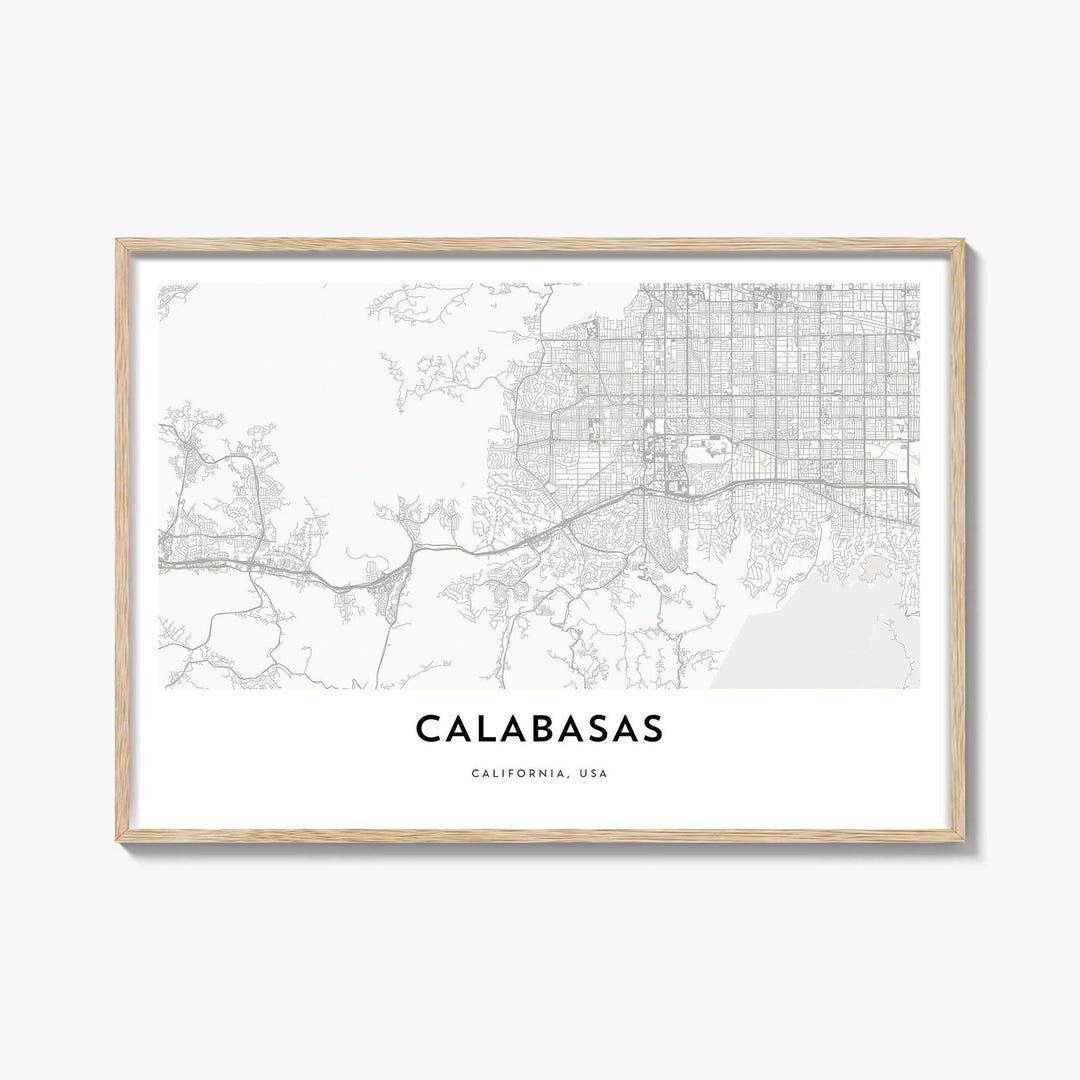 Calabasas Map Landscape Print, California Poster, Los Angeles Wall Art ...