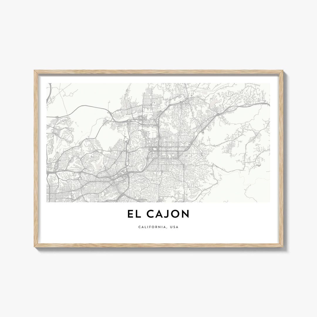 El Cajon Map Landscape Print, California Poster, San Diego Wall Art ...