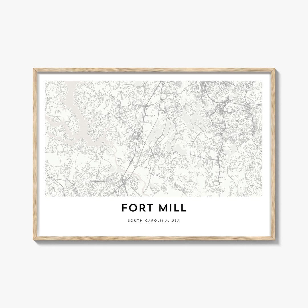 Fort Mill Map Landscape Print, South Carolina Poster, USA Wall Art ...
