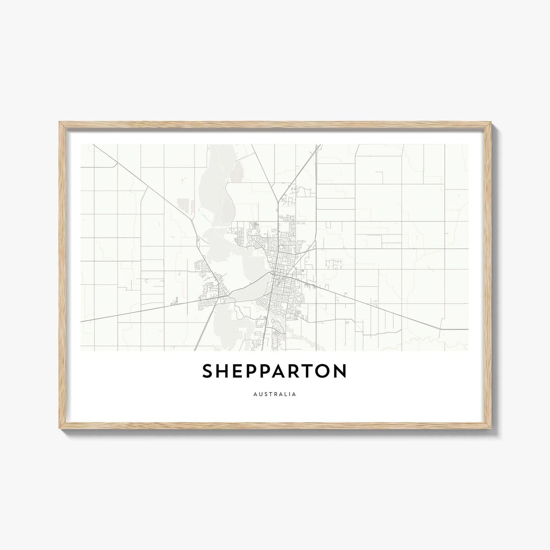 Shepparton Map Landscape Print, Victoria Poster, Australia Wall Art ...