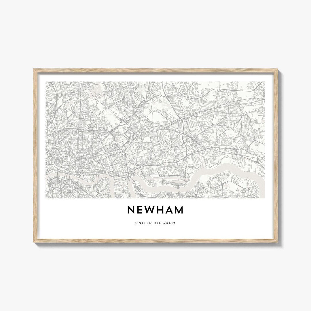 Newham Map Landscape Print, London Poster, United Kingdom Wall Art ...