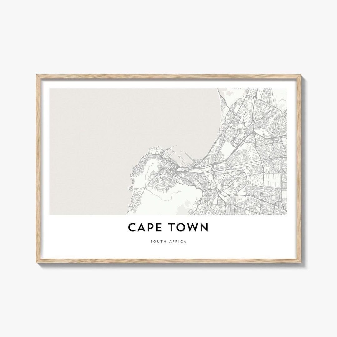 Cape Town Map Landscape Print, South Africa Poster, Mother City Wall ...