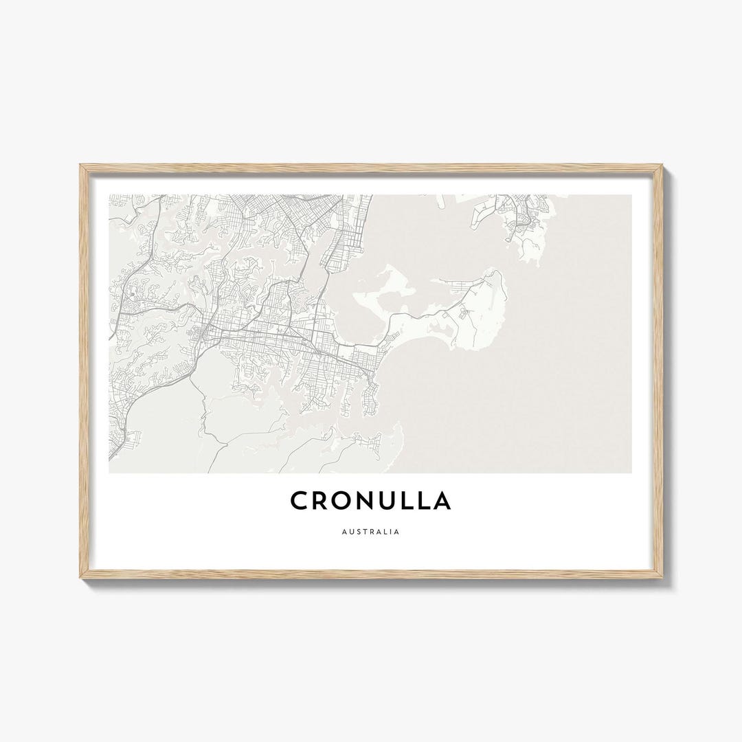 Cronulla Map Landscape Print, Australia Poster, Sydney Wall Art, New ...