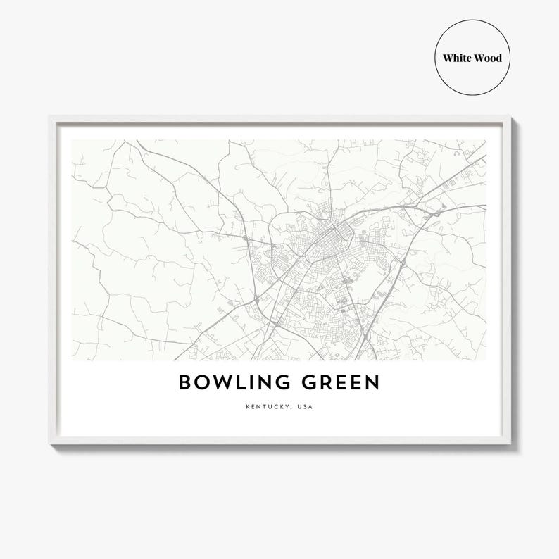Bowling Green Map Landscape Print, Kentucky Wall Art, USA Poster ...