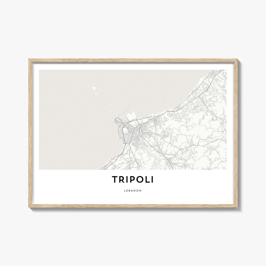 Tripoli Map Landscape Print, Lebanon Poster, Middle East Wall Art ...