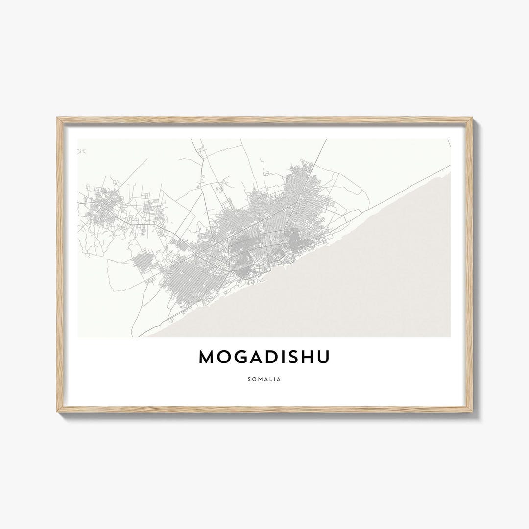 Mogadishu Map Landscape Print, Somalia Poster, Somali Wall Art ...