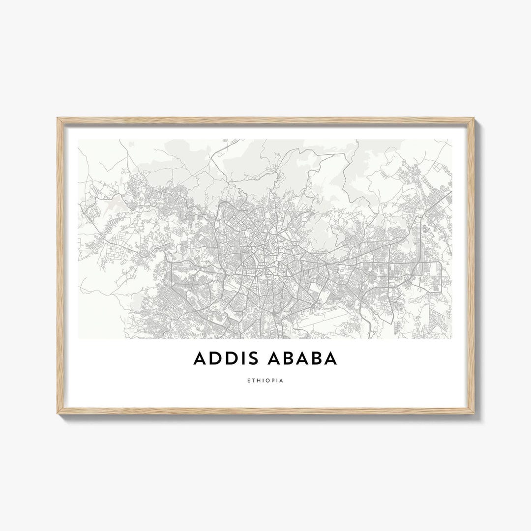 Addis Ababa Map Landscape Print, Ethiopia Poster, Africa Wall Art ...