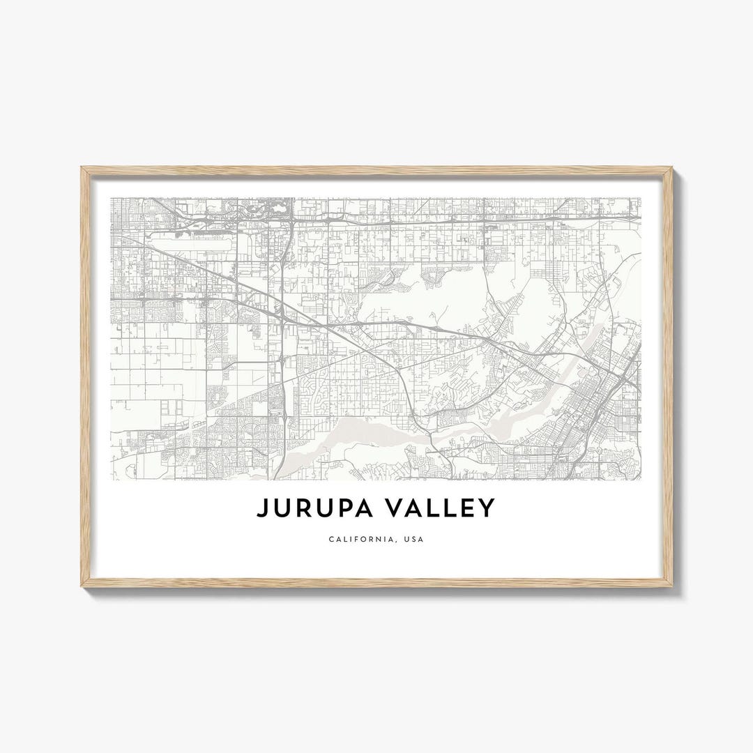 Jurupa Valley Map Landscape Print, California Wall Art, Riverside ...