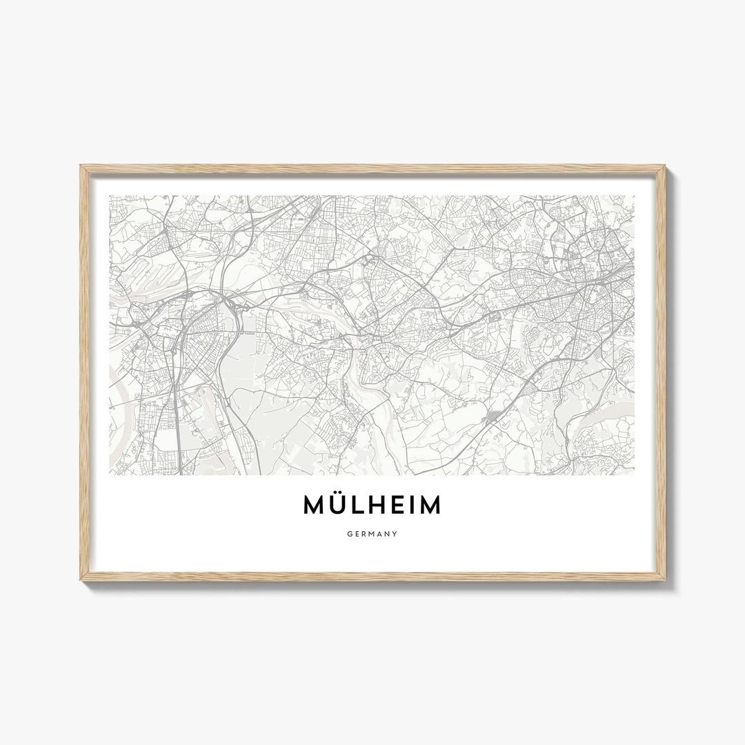 Muelheim Map Landscape Print, Ruhr Area Poster, Germany Wall Art ...