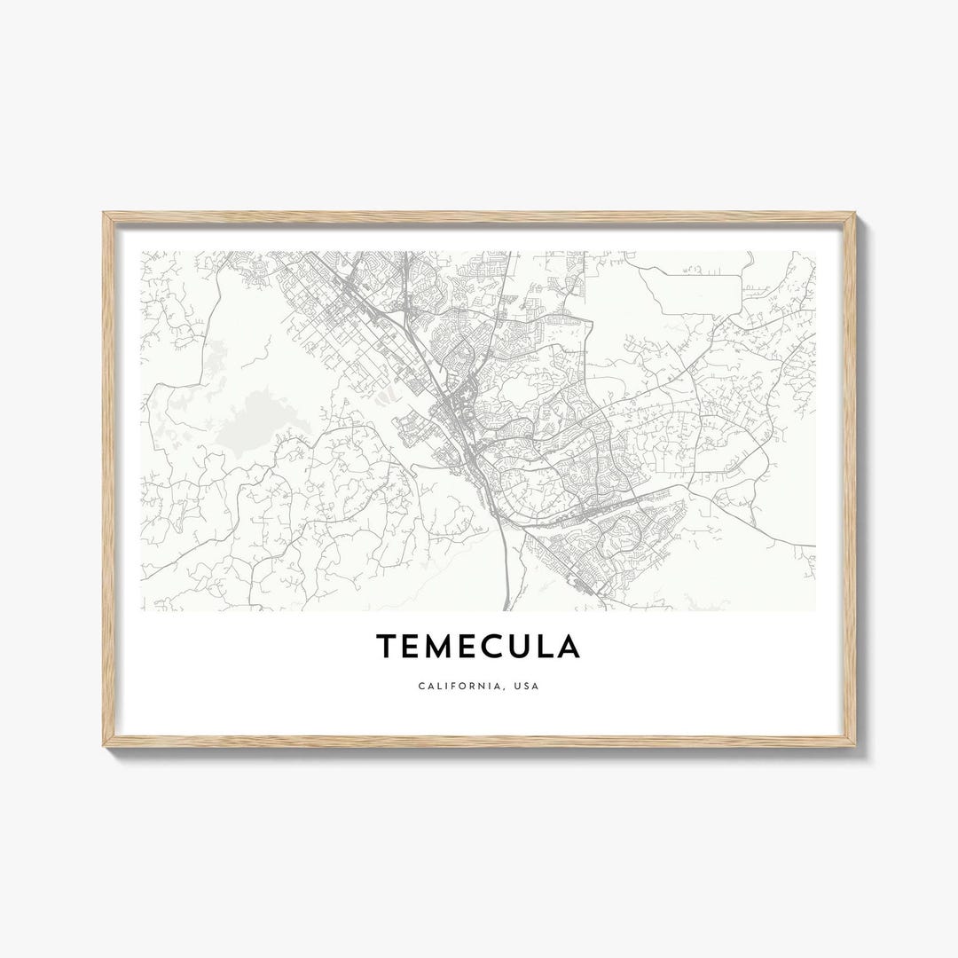 Temecula Map Landscape Print, California Horizontal Poster, Riverside ...
