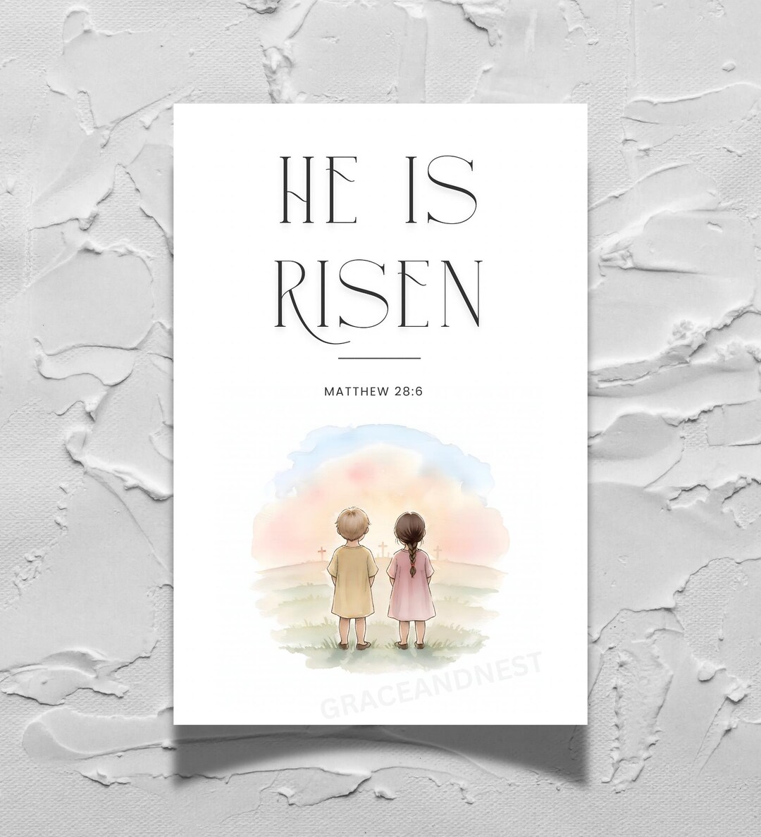 He is Risen Printable Wall Art | Christian Nursery Matthew 28:6 Print ...