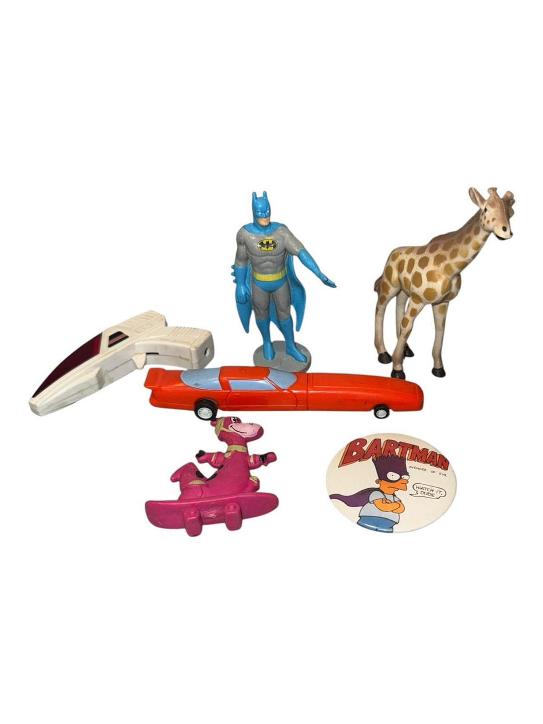 Vintage Toy Lot Batman Bart Simpson Car Giraffe Spaceship Mixed Figures ...