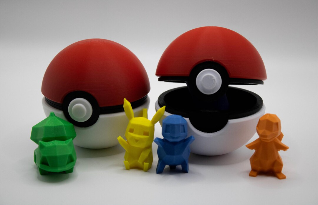 3D Printed Poké Ball Container With Starter Figures | Pokémon-inspired ...
