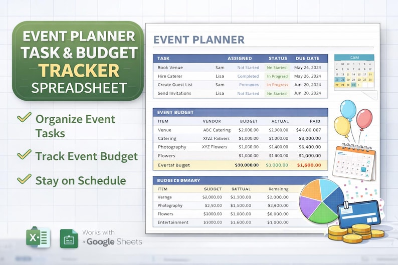 Event Planner Task/budget Tracker - Etsy