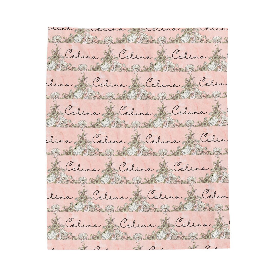 Celina Personalized Name Velveteen Plush Blanket, Custom Name Blanket ...