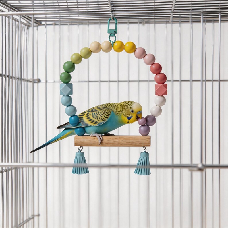Handmade Bird Toy,macaron Color Parrot Swing Perch Set | Pastel Wooden ...