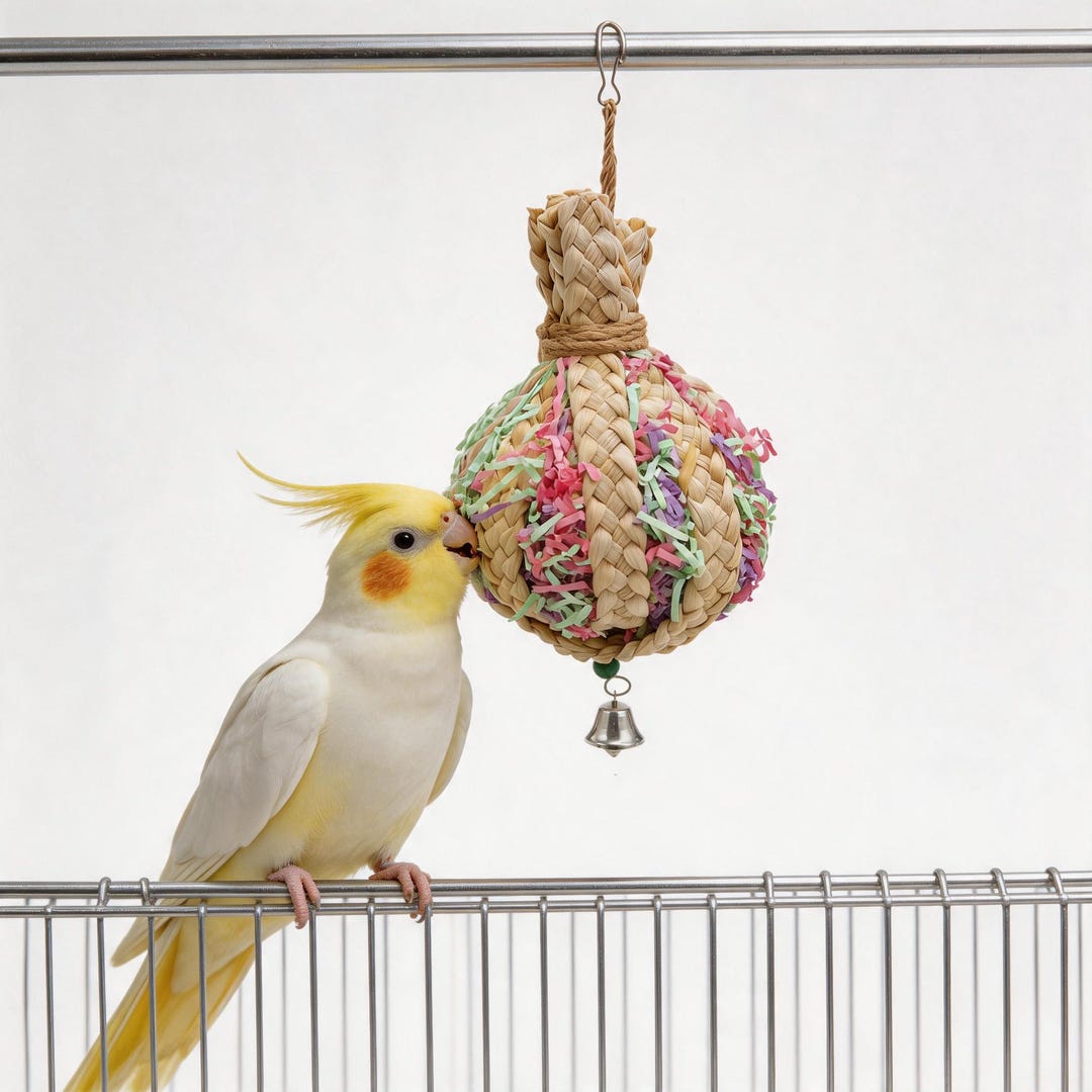 Handmade Macaron Raffia Parrot Foraging Chew Ball | Colorful Shredder ...