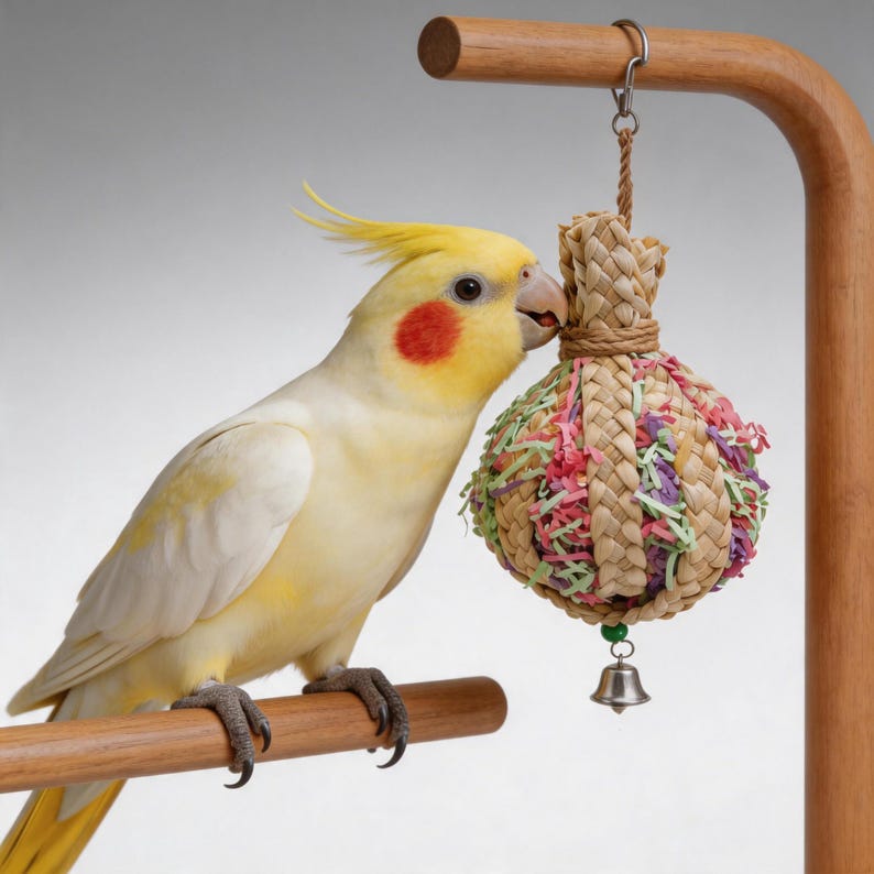 Handmade Macaron Raffia Parrot Foraging Chew Ball | Colorful Shredder ...