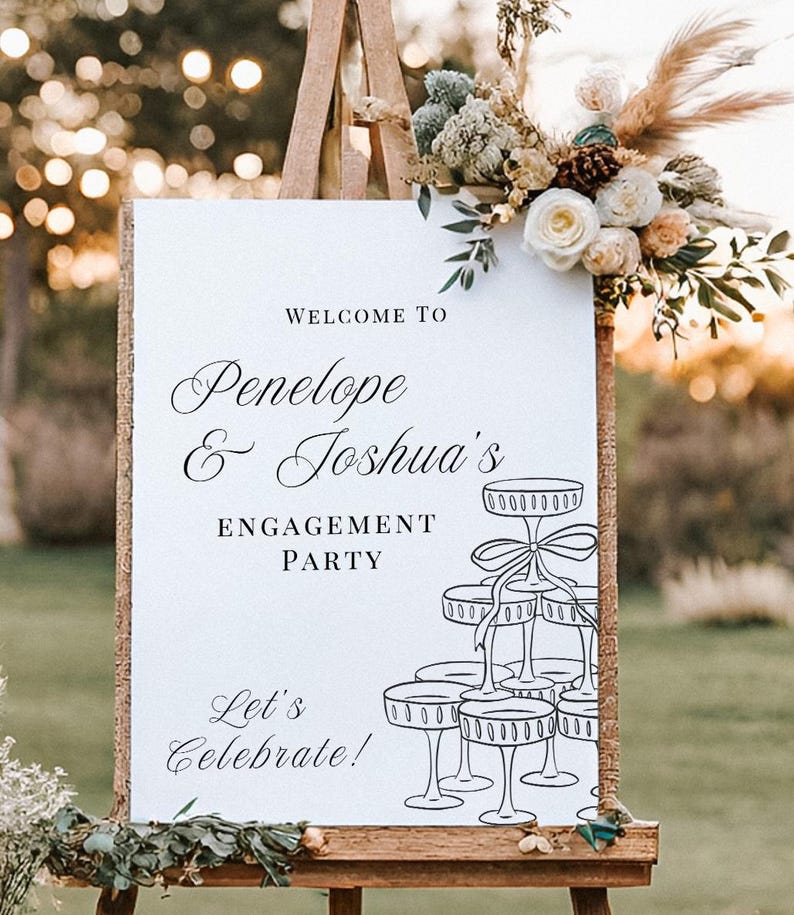 Engagement Party Welcome Sign, Champagne Tower (digital Download ...