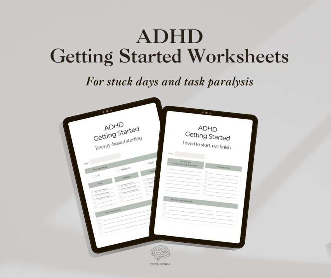 ADHD Task Initiation Worksheet | Executive Dysfunction Help Printable ...