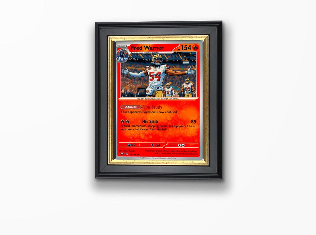 Fred Warner 49ers 4x6 Pokemon Card in A Frame Poster Picture Photo - Etsy