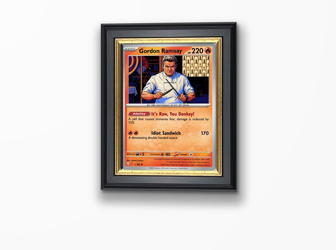 Gordon Ramsay Custom 4x6 Pokemon Card in A Frame Poster Picture Photo ...