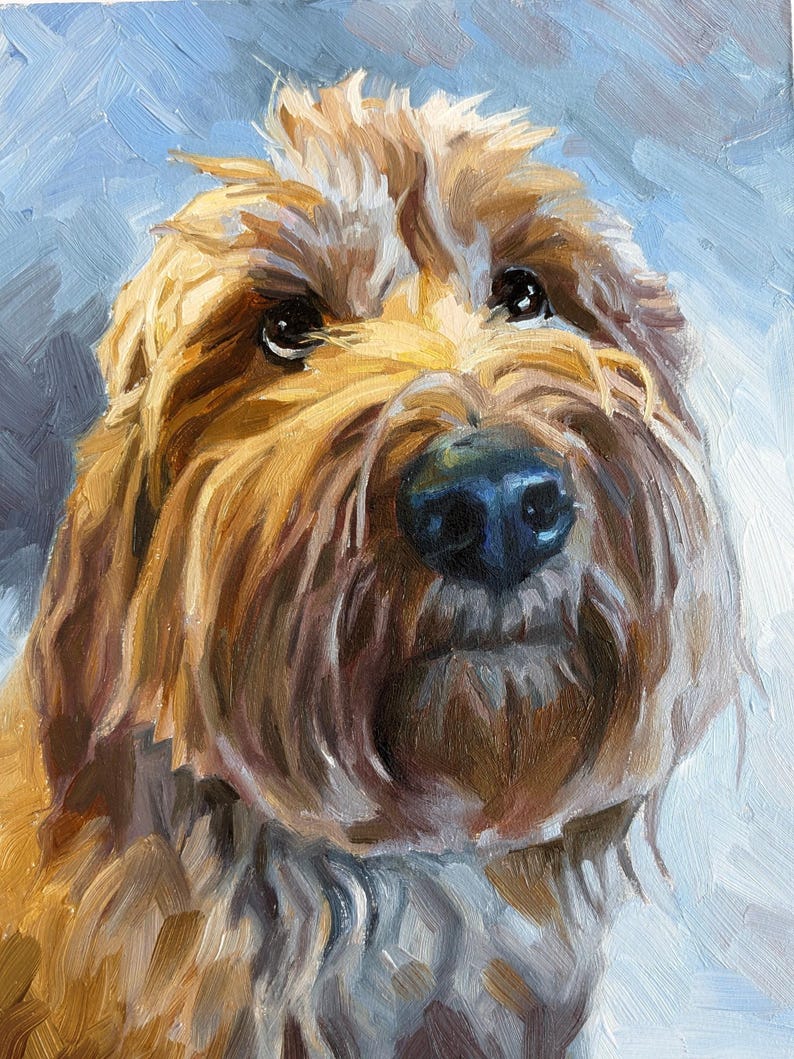 Custom Dog Oil Painting Portrait From Photo, Original Pet Art ...