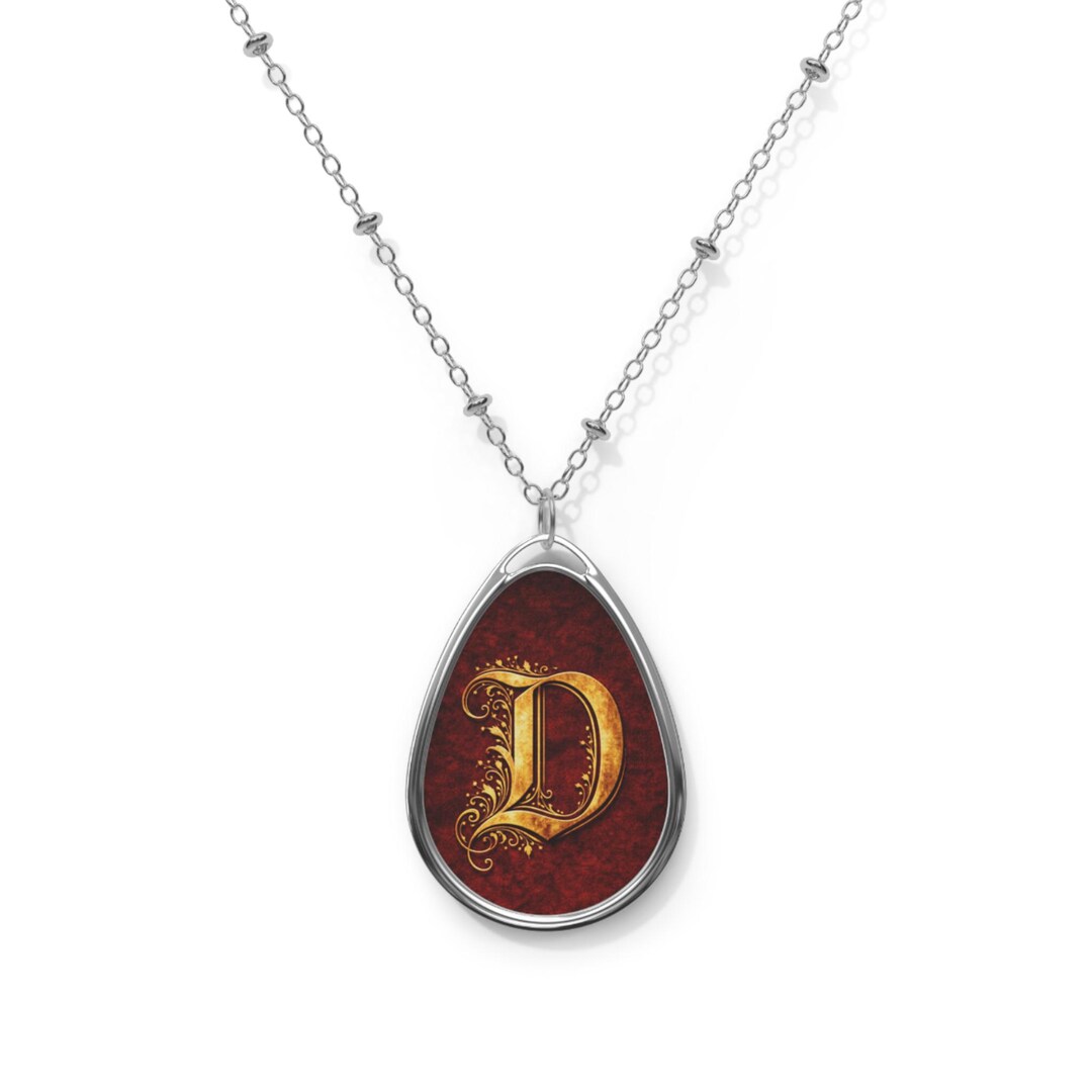 Royal Initial D Necklace, Gold Monogram Pendant, Medieval Letter ...
