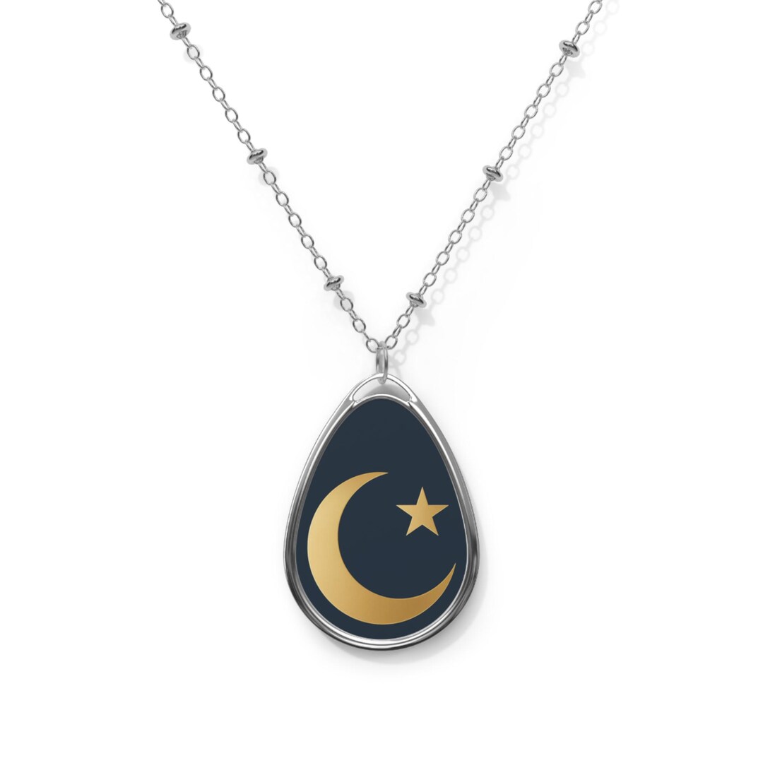 Crescent Moon and Star Pendant Necklace Celestial Boho Jewelry, Symbol ...