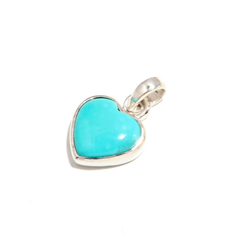 Buy Turquoise Heart Pendant Necklace, 925 Sterling Silver Heart Charm ...