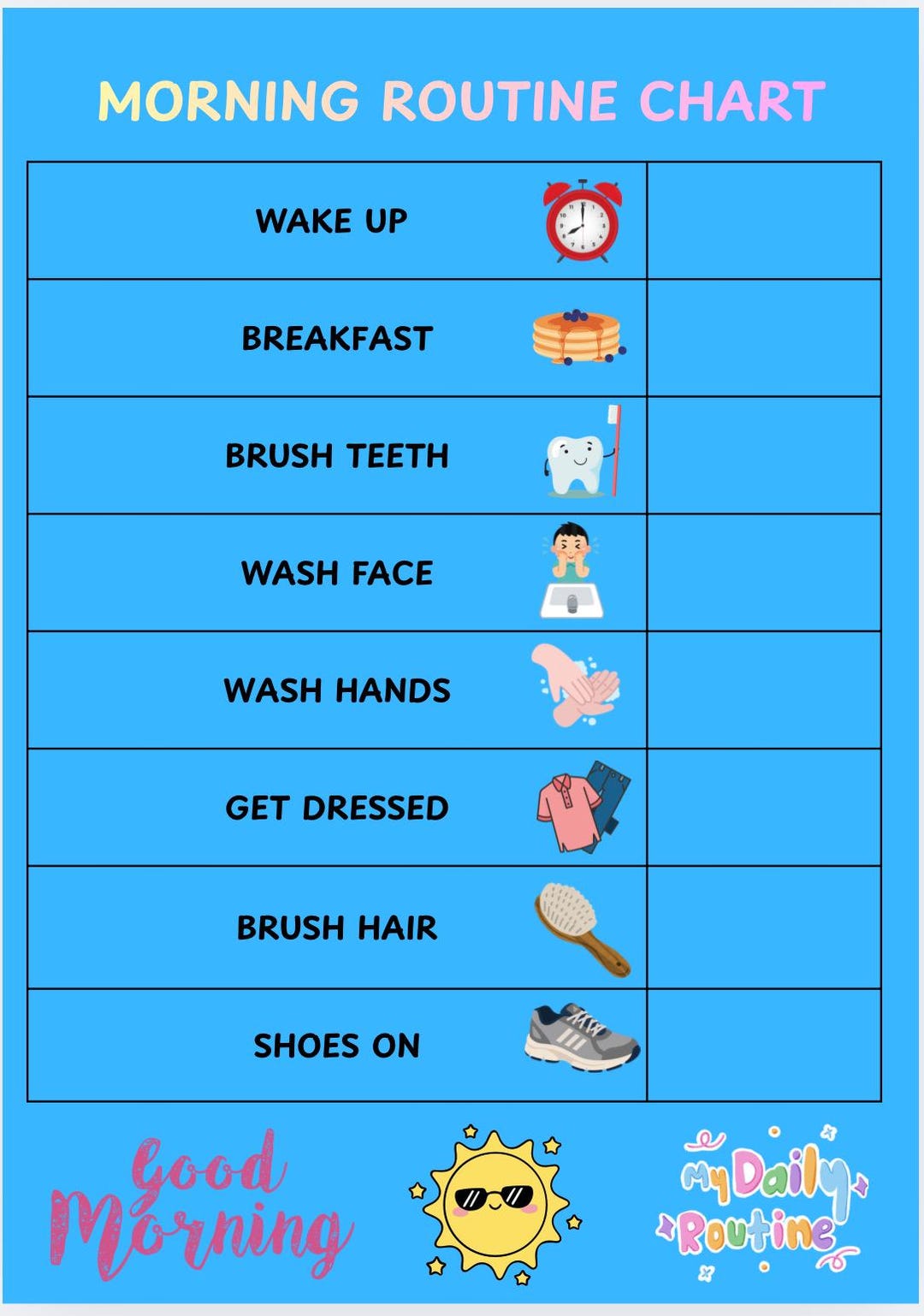 Morning Routine Chart - Etsy