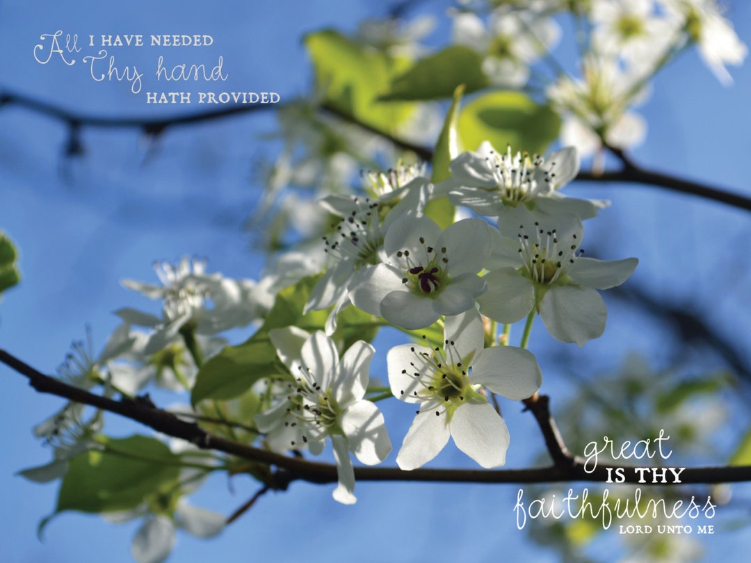 Great is Thy Faithfulness | Flowering Spring Tree Christian Hymn Print ...