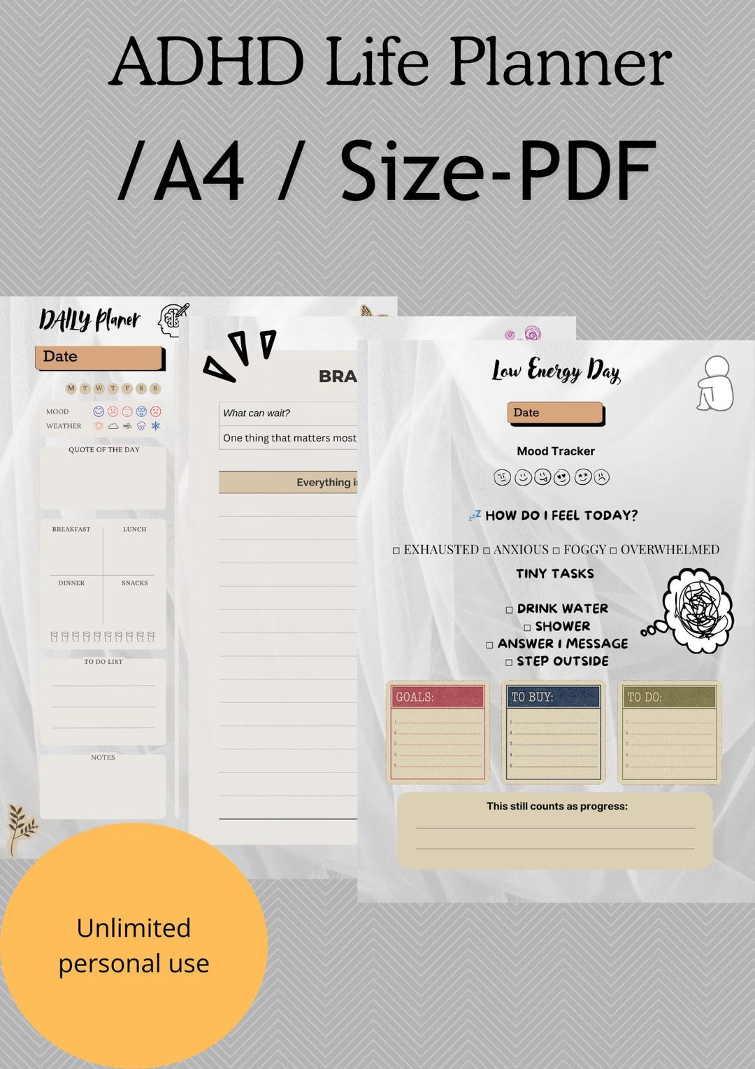 ADHD Daily Planner Printable | A4 PDF | Focus & Productivity Planner ...