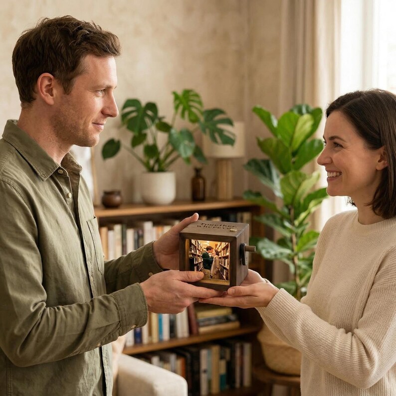Personalized Photo Flipbook Animation Box, Custom Wooden Crank Photo ...
