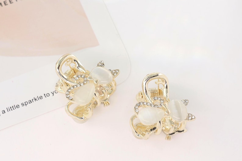 Gold Cat Mini Hair Claw,set of 2, Rhinestone Kitty Accessories - Etsy