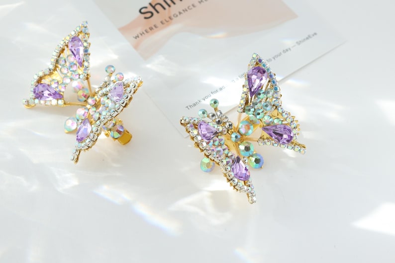 Flutter Butterfly Hair Clip, Moving Rhinestone Barrette, Fairycore ...