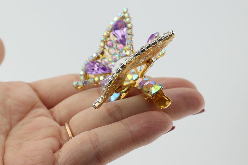 Flutter Butterfly Hair Clip, Moving Rhinestone Barrette, Fairycore ...