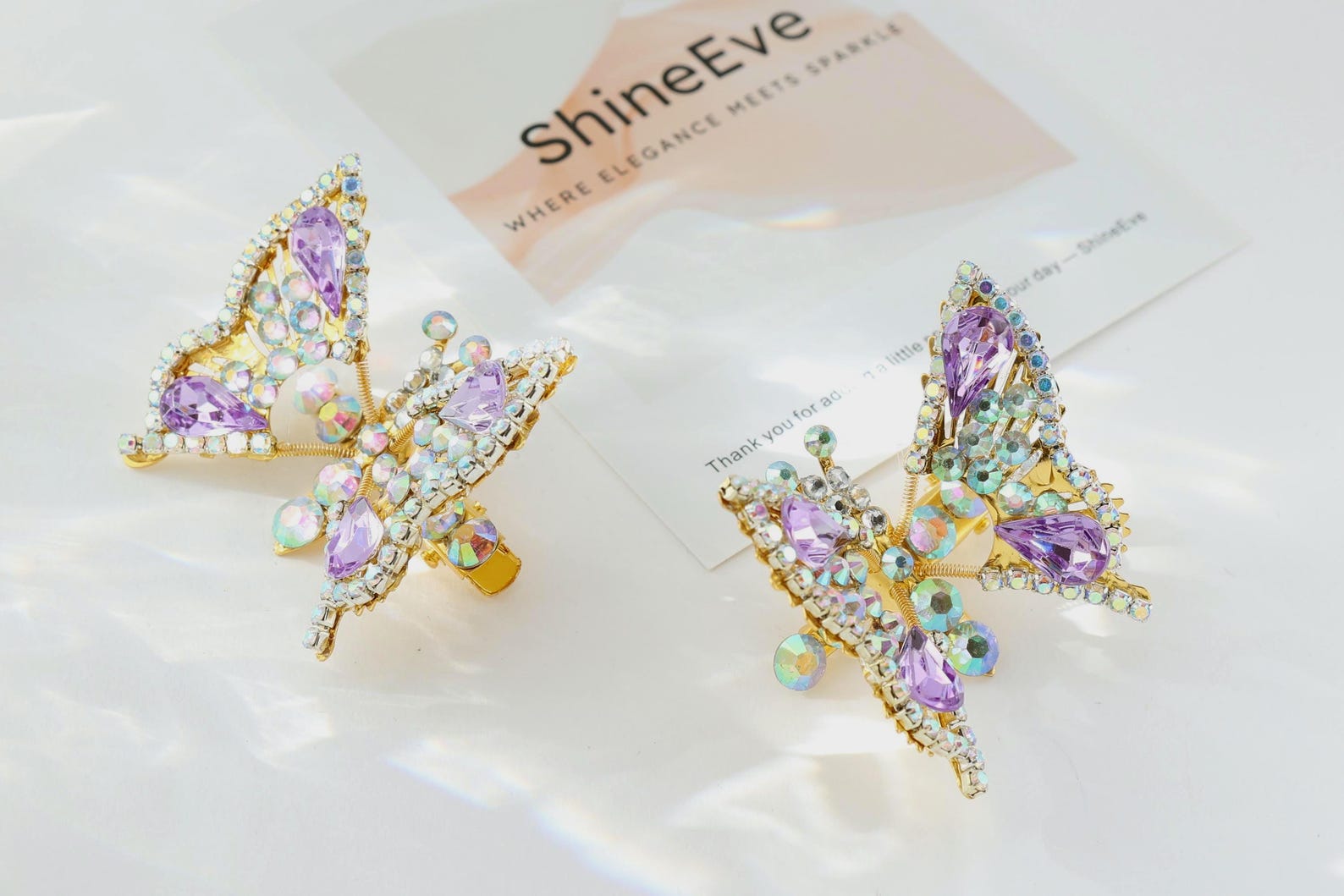 Flutter Butterfly Hair Clip, Moving Rhinestone Barrette, Fairycore ...