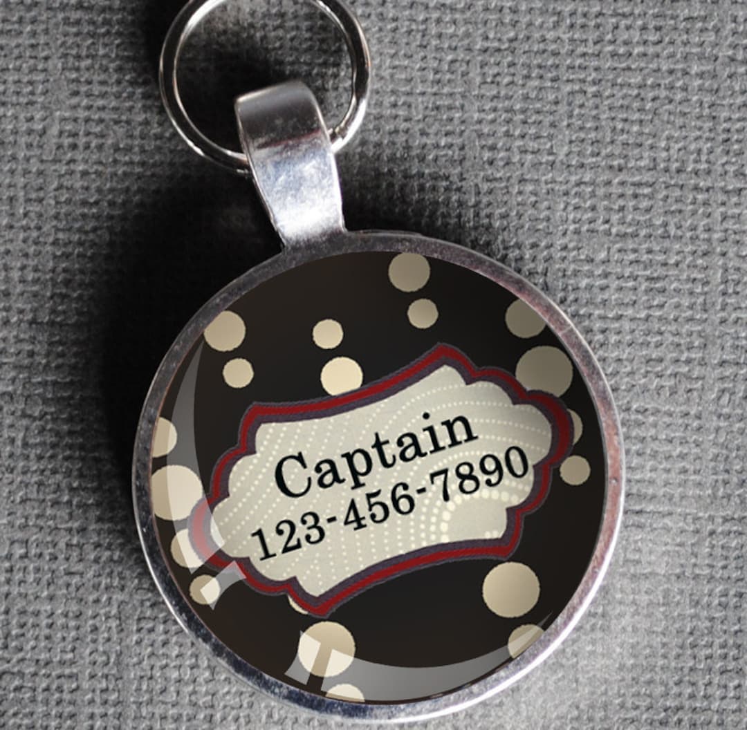 Red White and Black Patterned Pet Id Tag Colorful Round Dog Tag 35mm ...