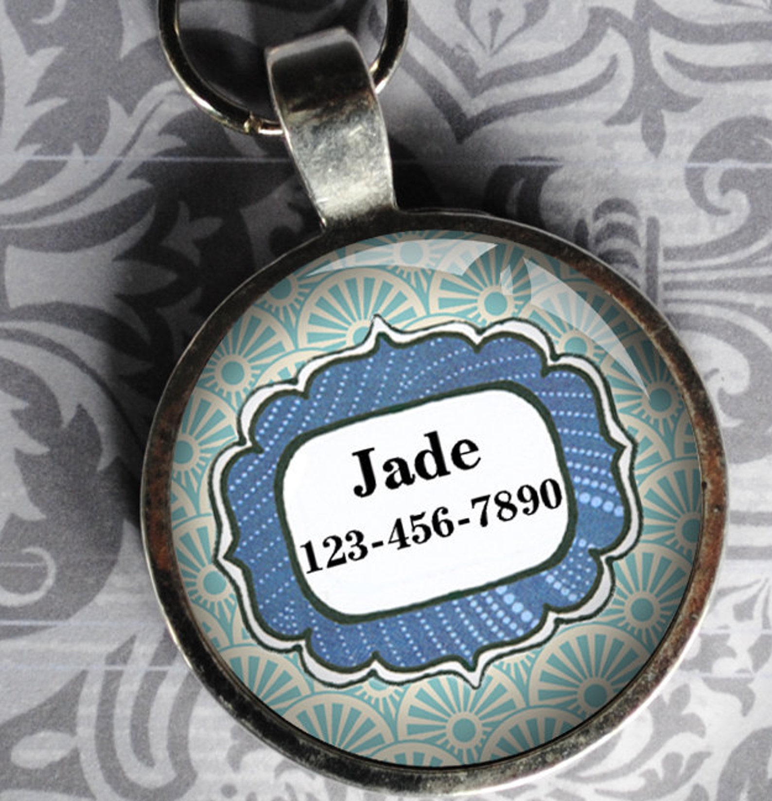 Pet Id Tag Blue and Light Blue Colorful Round Dog Tag 35mm - Etsy