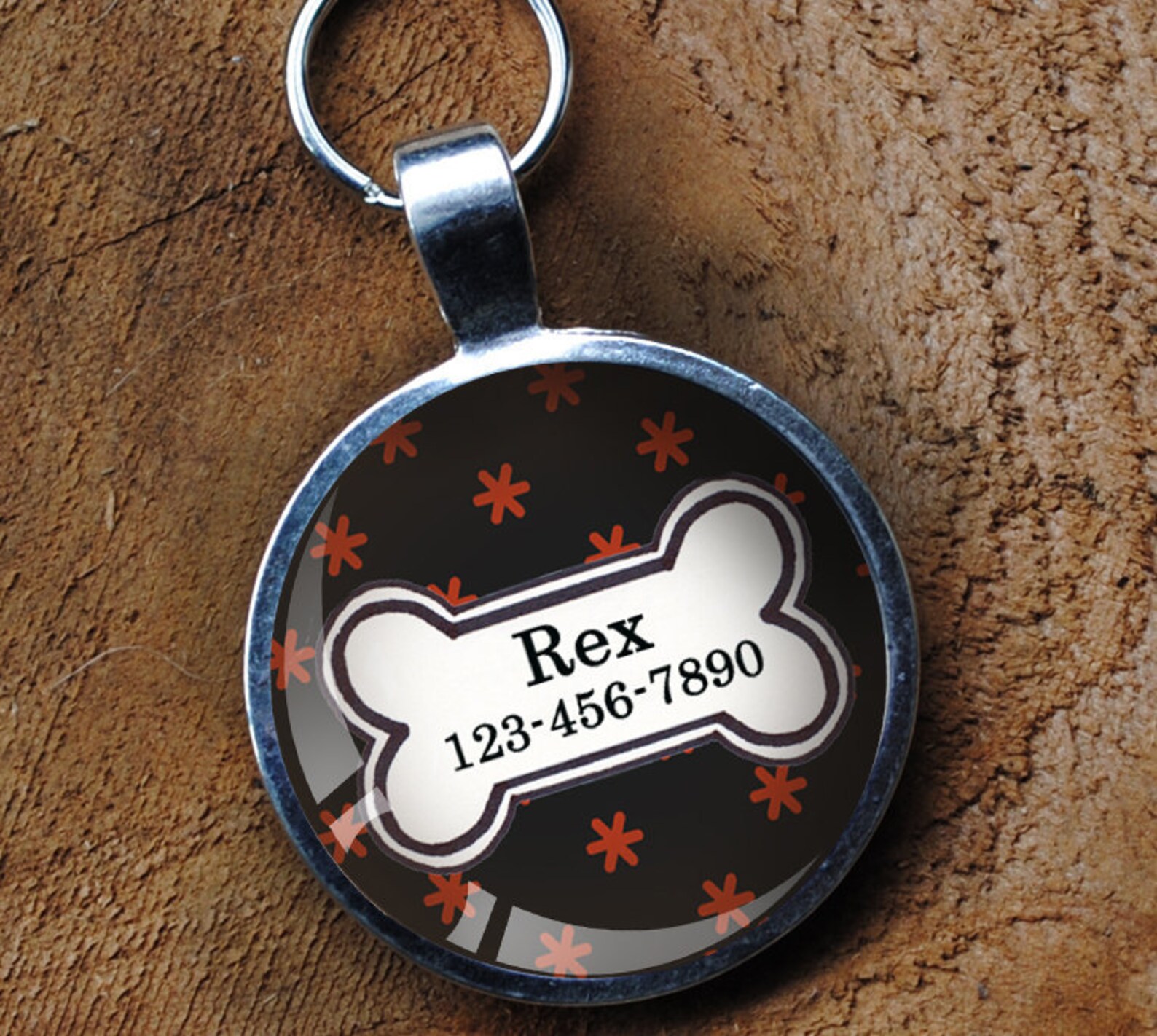 Red and Black Patterned Pet Id Tag Colorful Round Dog Tag 35mm - Etsy