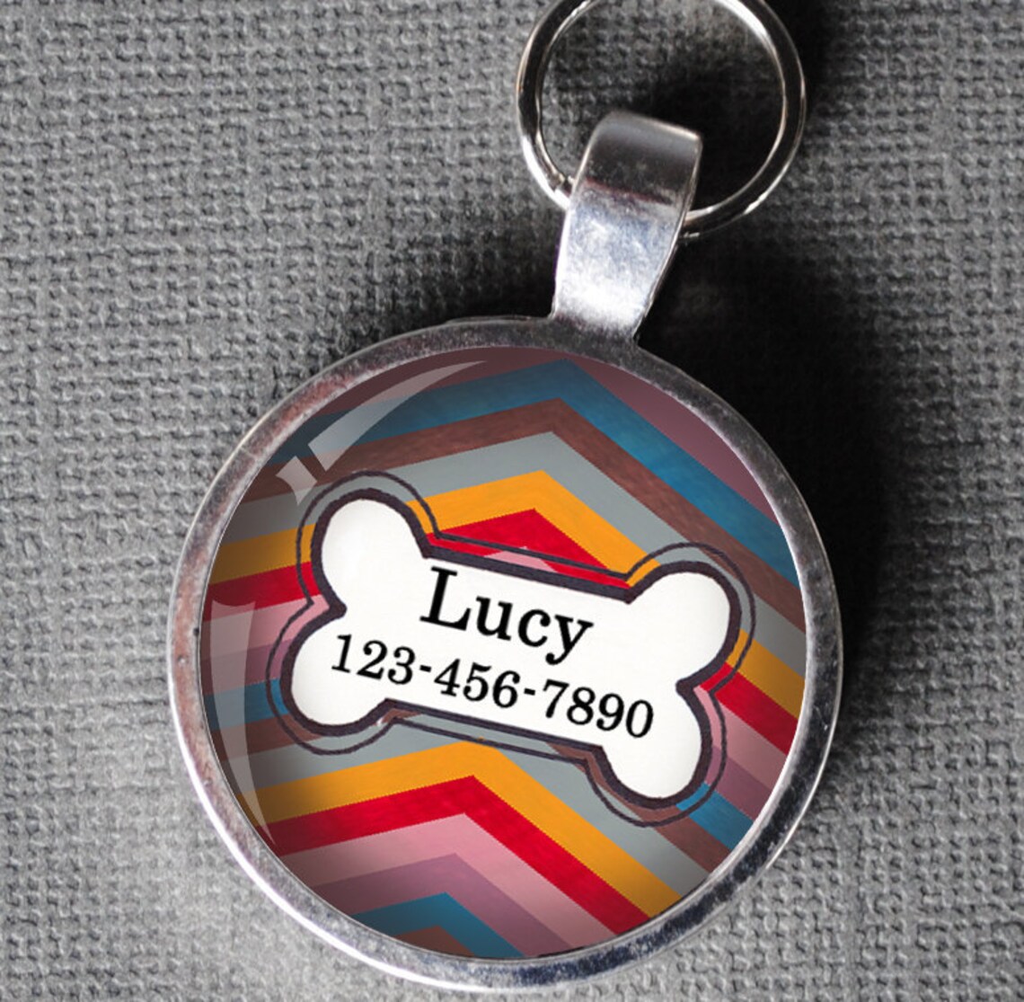 Pet Id Tag Rainbow Striped Colorful Round Dog Tag 35mm Round - Etsy