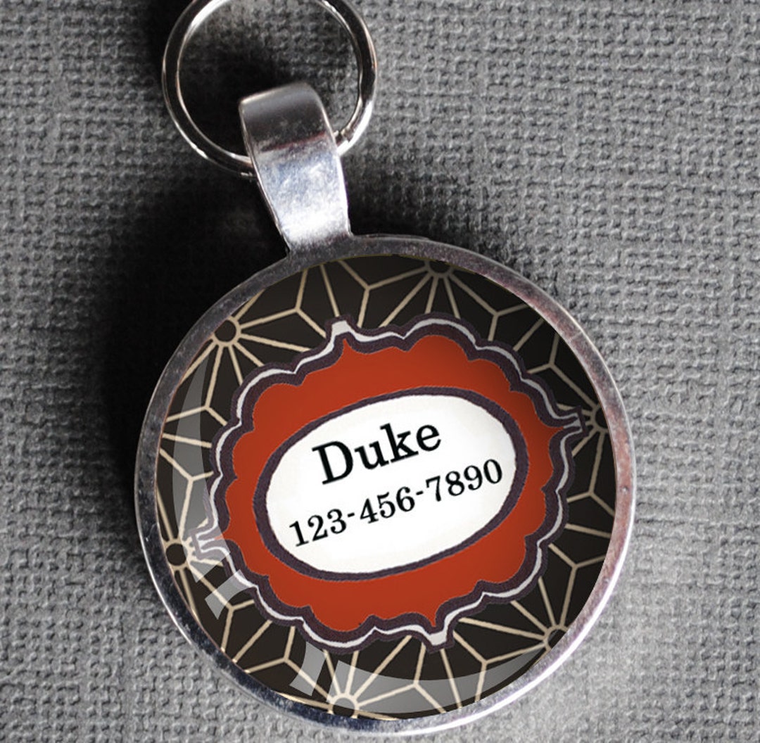 Red White and Black Patterned Pet Id Tag Colorful Round Dog Tag 35mm ...